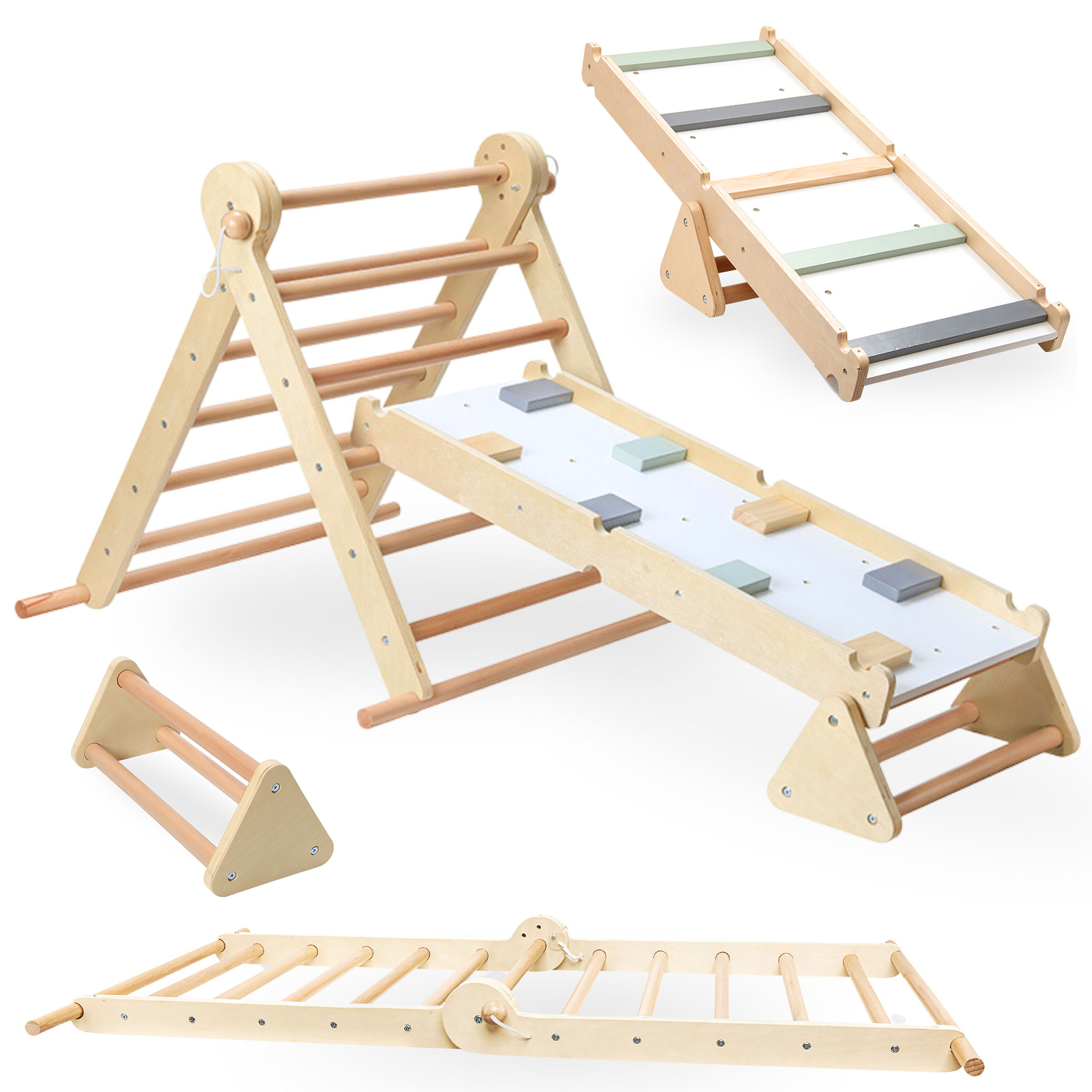 Wooden homemade children's playground - ladder + climbing wall ...